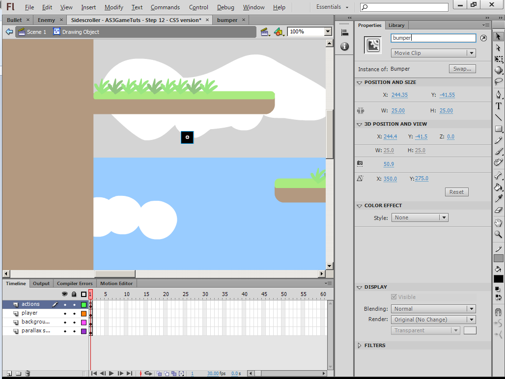 Sidescrolling Platformer – Part 13 – Enemy Interactivity « AS3 Game Tutorials